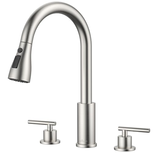 APPASO 2 Handle Kitchen Faucet, Brushed Nickel 3 Hole Kitchen Sink ...