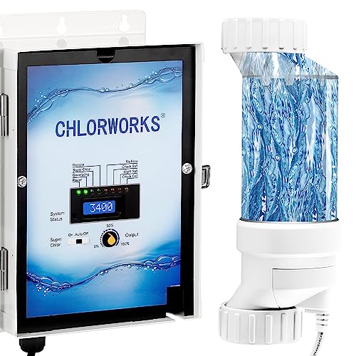 CHLORWORKS Saltwater Pool System - up to 25,000 Gallons, Salt Generator ...