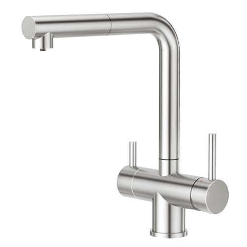 CREA 3 Way Kitchen Faucet with Pull Down Sprayer & Water Filter Built ...