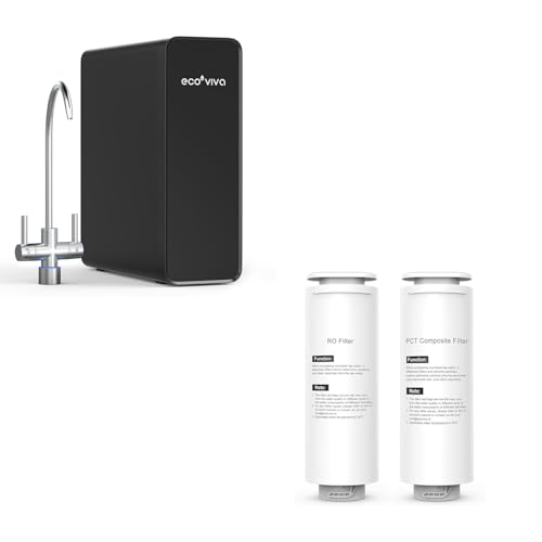 Ecoviva RO600 Black Under Sink Reverse Osmosis Water Filter System & RO ...