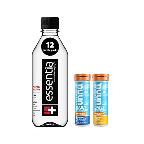 Essentia Bottled Water, 12 Fl Oz, 12-Pack, Ionized Alkaline Water+Nuun ...