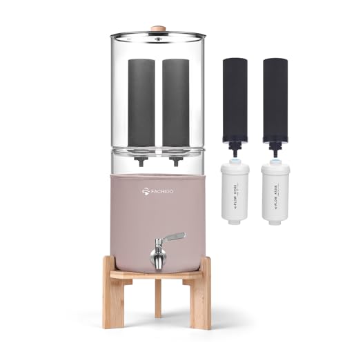 FACHIOO All Glass Gravity-fed Water Filter System, 2.25-Gallon Glass ...