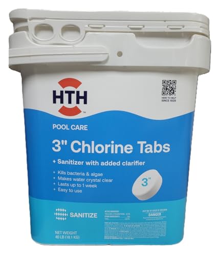 HTH Pool Care 3-inch Chlorine Tabs Swimming Pool Chlorinating Sanitizer ...