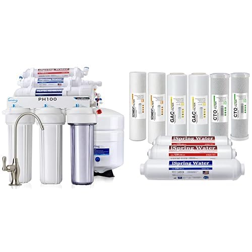 iSpring PH100 pH+ 6-Stage Under Sink Reverse Osmosis RO Drinking Water ...