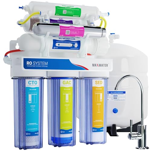 Max Water 11 Stage 50 GPD (Gallon Per Day) RO (Reverse Osmosis) + U - V ...