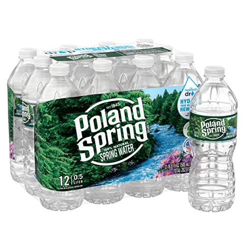 Poland Spring Brand 100% Natural Spring Water, plastic bottles,16.9 Fl ...