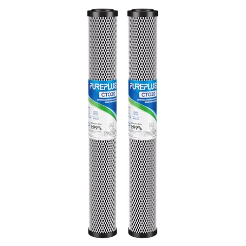PUREPLUS 5 Micron 20" x 2.5" Whole House CTO Carbon Sediment Water ...