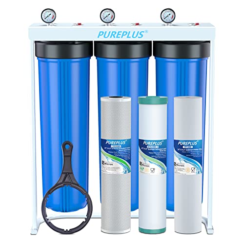 PUREPLUS Whole House Water Filter, 3 Stage 20" Home Water Filtration ...