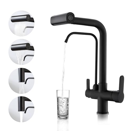 QAOYEDE 3 in 1 Kitchen Faucet, Drinking Water Faucets with Waterfall ...