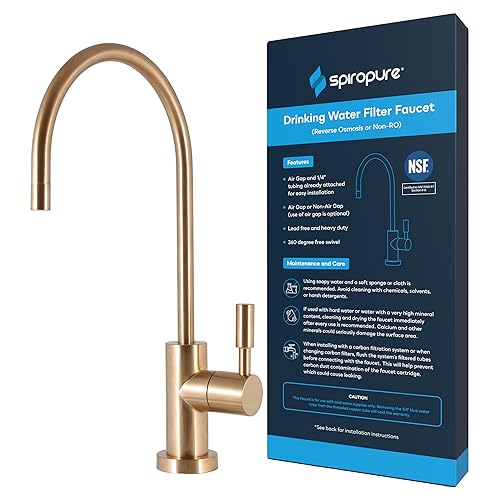 SpiroPure NSF-Certified Lead-Free Air Gap RO Faucet, Brushed Gold ...