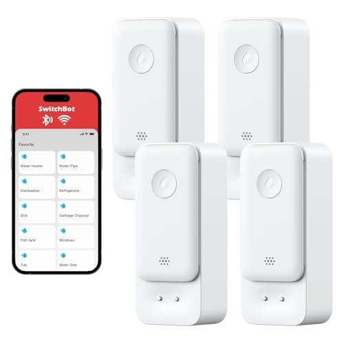 SwitchBot WiFi Water Sensor 4 Pack, Smart Water Leak Detector, 100dB ...
